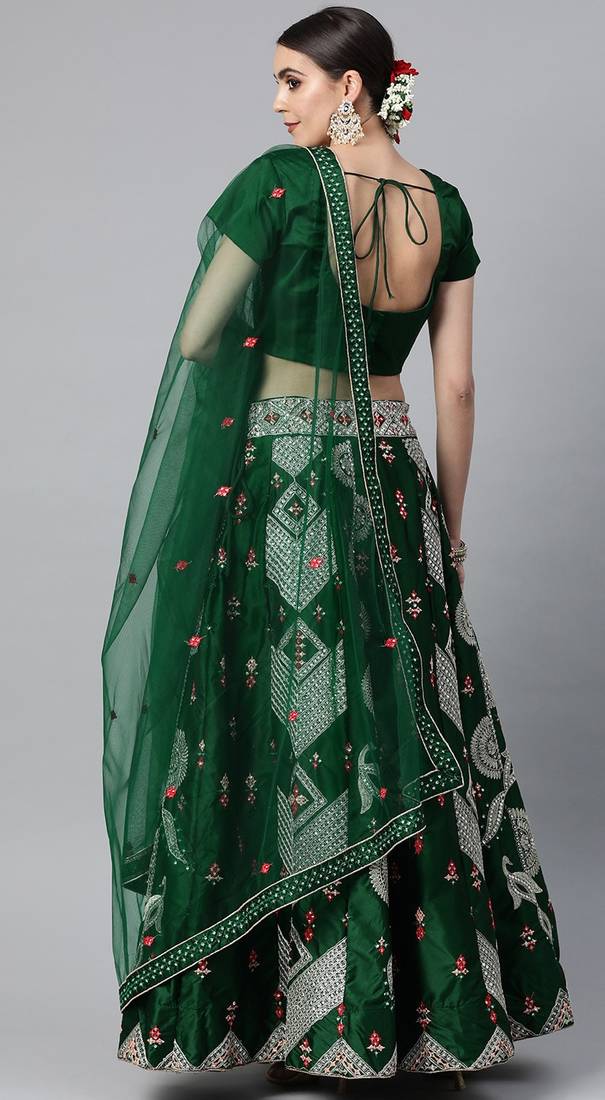 Green Colour Dulhan Lehenga Choli, Wedding Lehenga Choli - Yash ...
