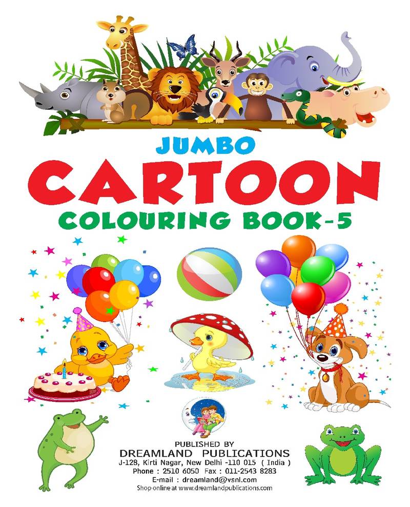Jumbo Cartoon Colouring Book 5 Drawing Painting & Colouring Children ...