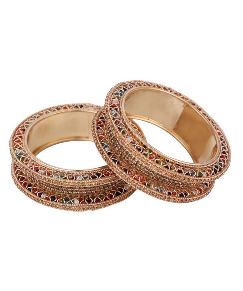 Rose Gold colored Stones embeded Traditional Bangle set for Girls and ...