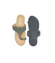 White Sole Medicated Ladies footwear-Synthetic-DRS 03 -Olive - White ...