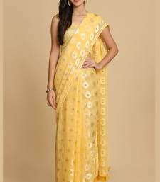 Light Yellow Thread Work Designer Chiffon Sarees - Vasu Sarees - 3999718