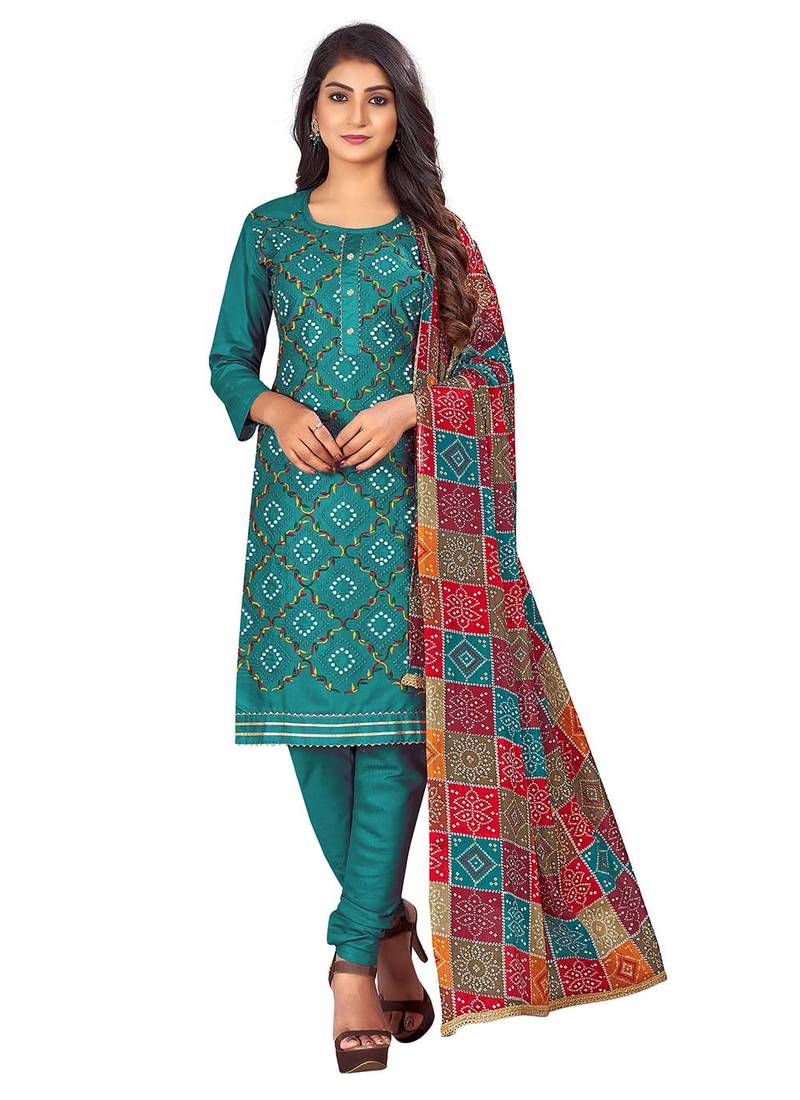 Smart Rama Colour Salwaar Suit On Cotton Fabric With Beautiful Work And ...