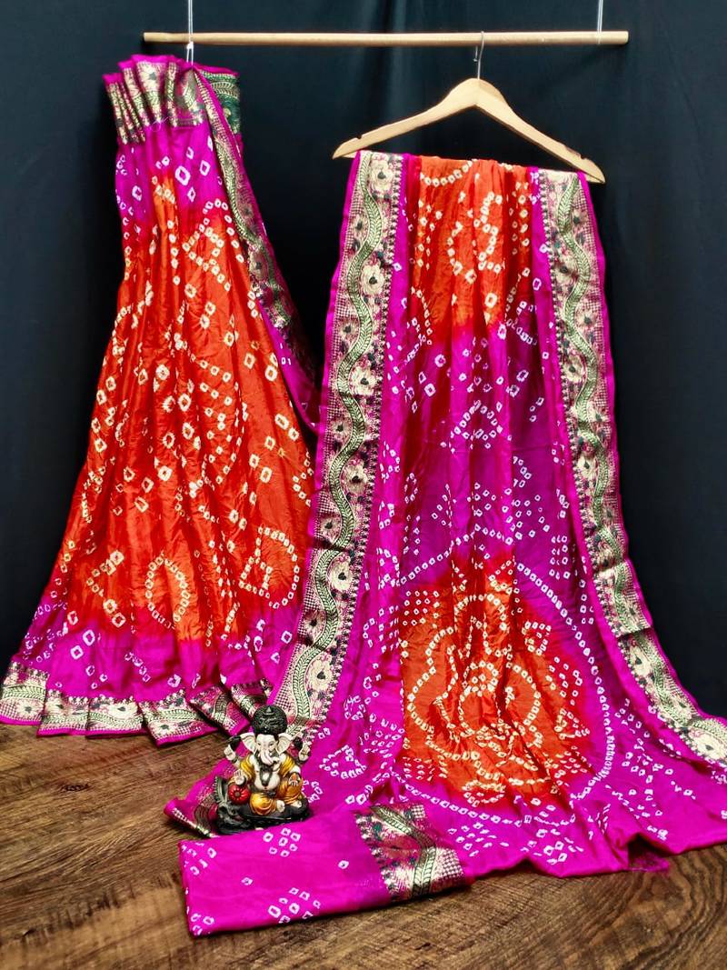 Pink Bandhani Silk Saree - Pramukh Fab - 4003856