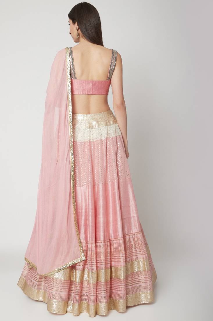 Rose Quartz Pink Lehenga Set - BREATHE BY AAKANSHA SINGH - 4003857