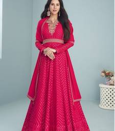Pink embroidery georget semi stitch anarkali gowns - Aarshi Fashions ...