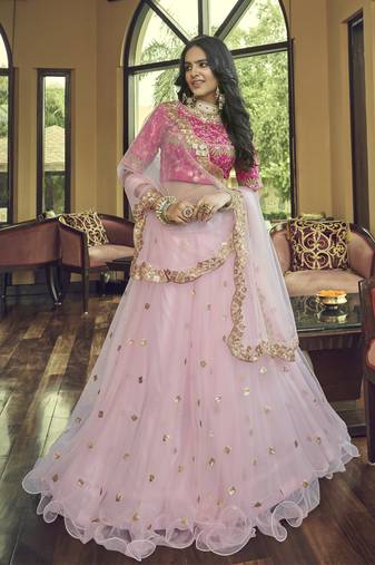 Pink Lehengas Online - Shop Light Baby Pink Lehenga Choli For Women