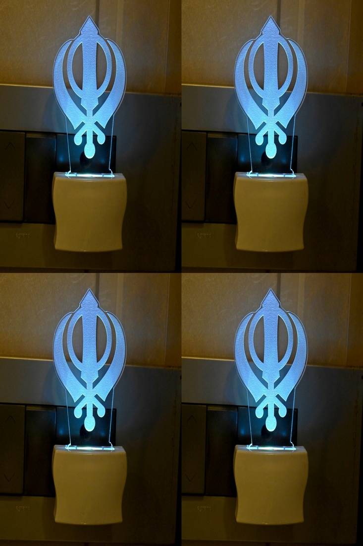 3D Illusion Effect Sikhism KhandaMulti Colour LED Night Lamp, Pack Of 4 ...