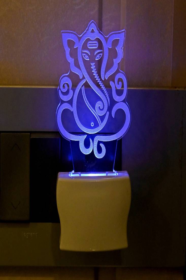 3D Illusion Effect Sitting GaneshaMulti Colour LED Night Lamp - Afast ...