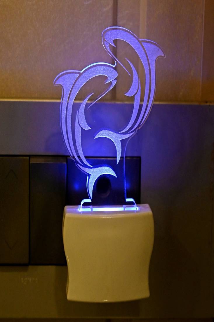 3D Illusion Couple Of Playing Dolphin LED Plug & Play Wall Lamp - Afast ...