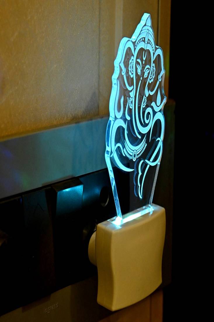 3D Illusion Adorable Ganesha LED Plug & Play Wall Lamp - Afast - 4010368