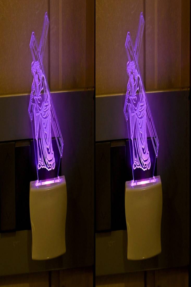 3D Illusion Effect GOD Jesus ChristMulti Colour LED Night Lamp, Pack Of ...