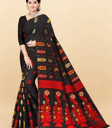 Black printed cotton silk saree - Ariya Prints - 4012286