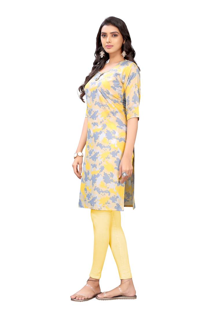 Mohvogue Light Mustrad Color Crepe Abstract Print Kurti. - MOHVOGUE ...
