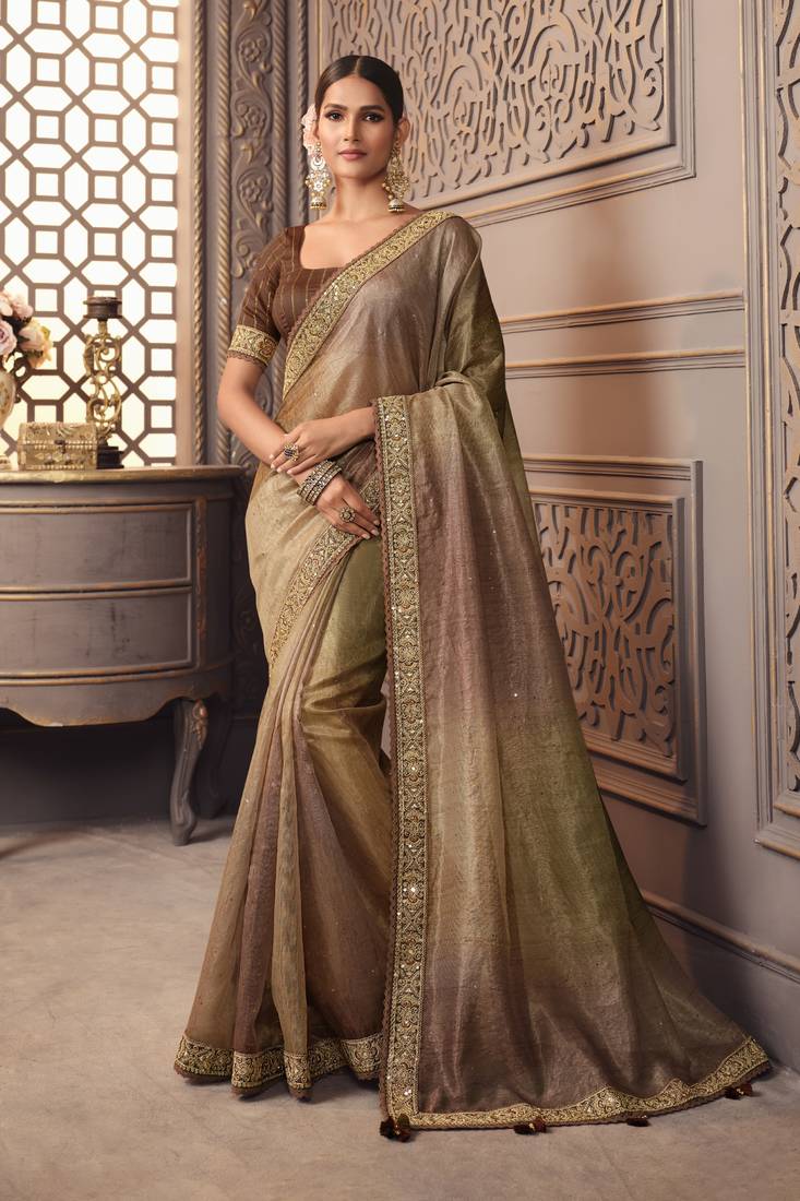 Designer Viscose with golden smoke Festival wear Saree - YOMIKA TRENDZ ...