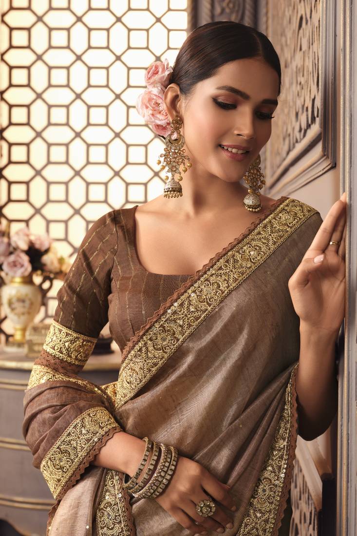 Designer Viscose with golden smoke Festival wear Saree - YOMIKA TRENDZ ...