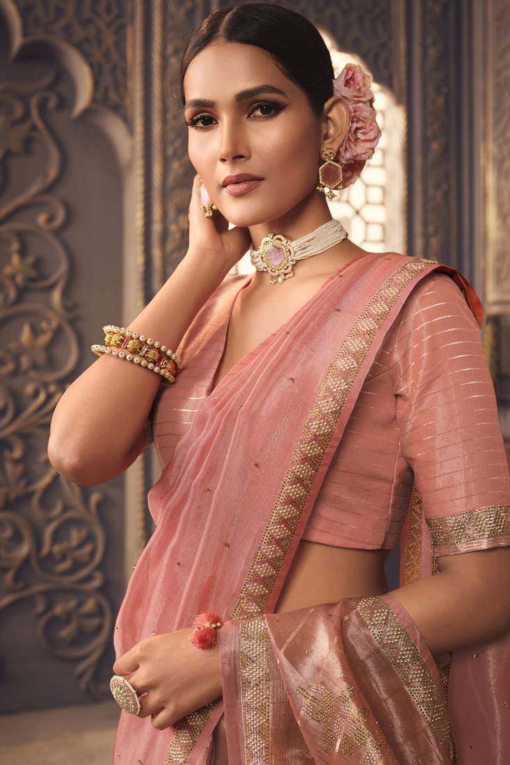 Designer Organza with golden smoke Festival wear Saree - YOMIKA TRENDZ ...