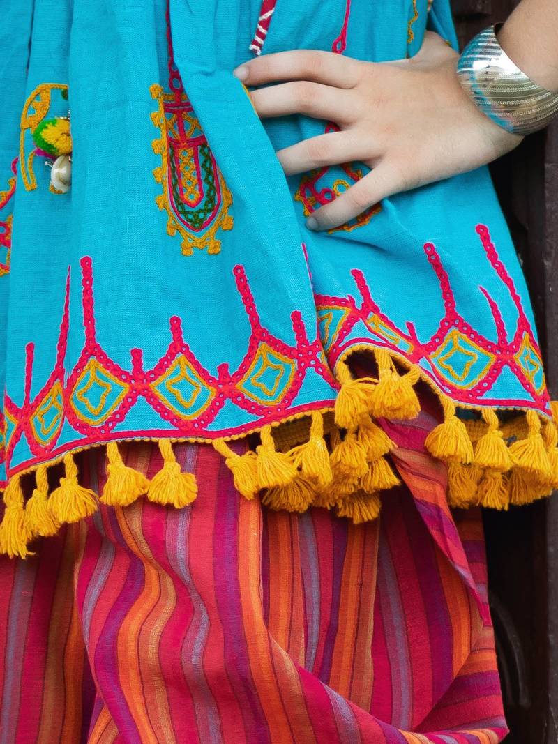 Gamthi Navratri Sky Blue Kids Kedia Dhoti Set for Girls/kids - Halemons ...