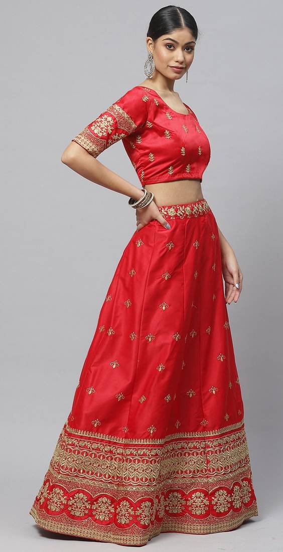 Red Colour Embroidered Attractive Party Wear Silk Lehenga choli - Yash ...