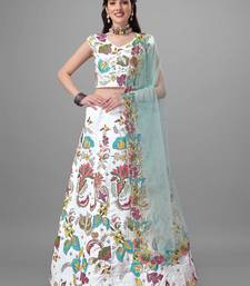 Classic Designer Sequins With Embroidered White & Multicolor Semi ...
