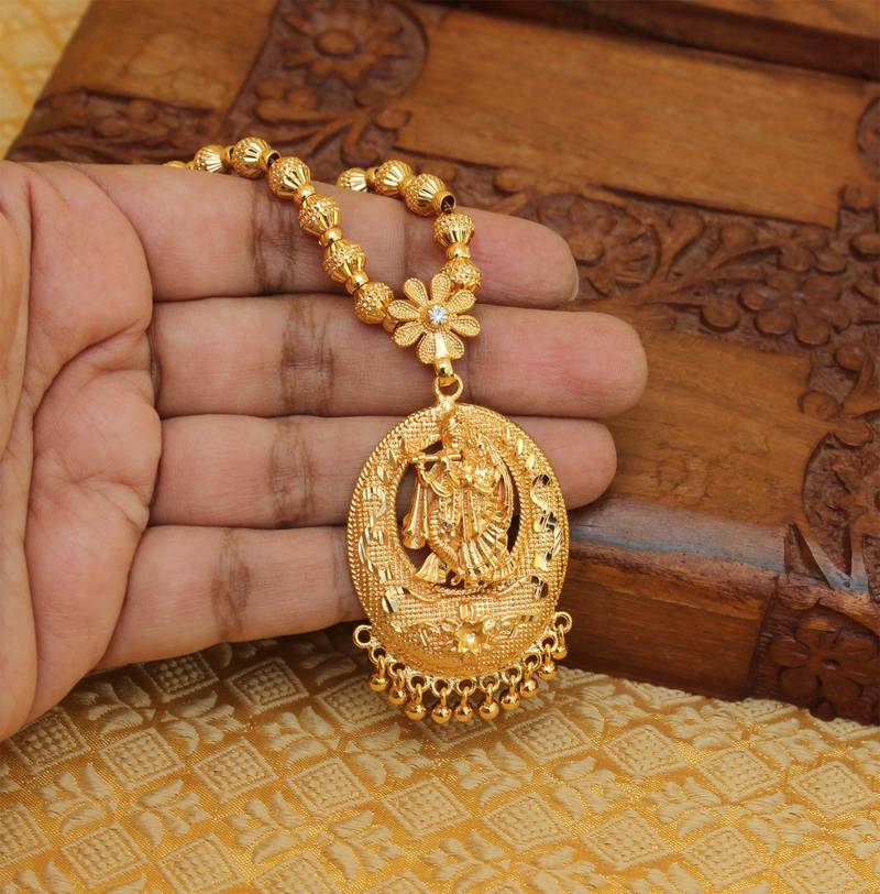 Lovely gold plated Radha krishna pendant necklace Tanvi jewels 4028079