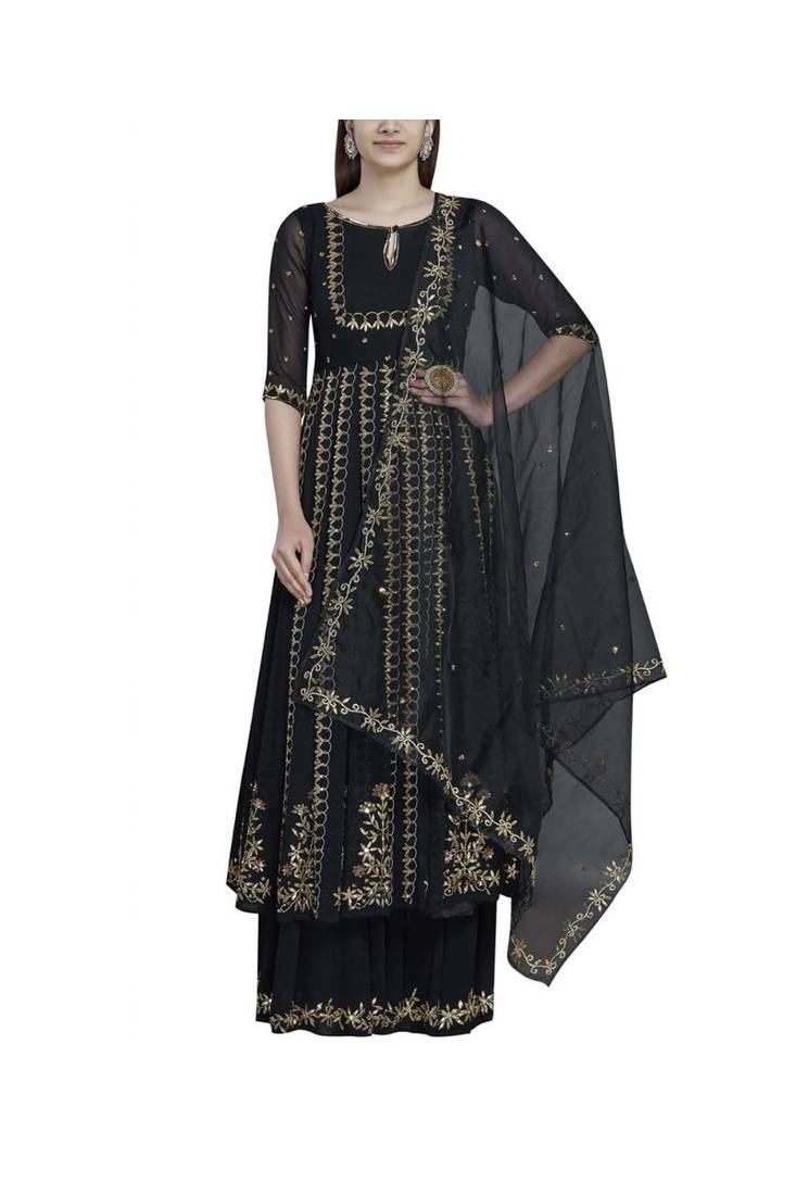 Black Anarkali sharara Set - ESHA KOUL - 4029827
