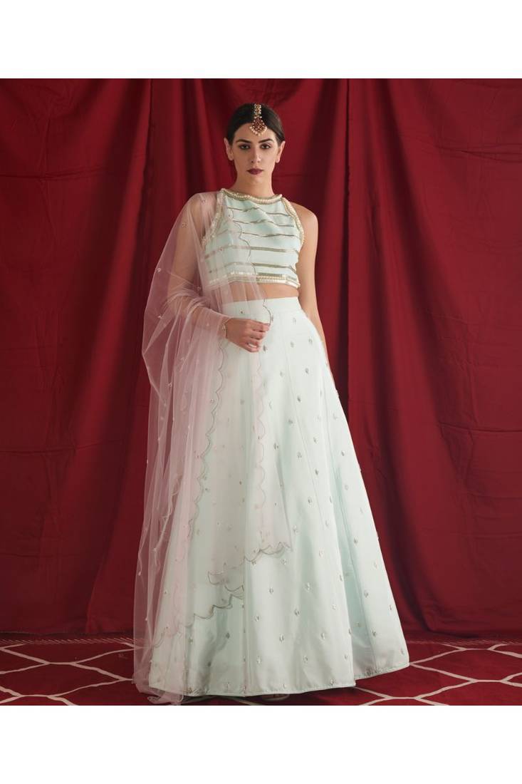 Light Blue Lehenga Set - SHLOKA SUDHAKAR - 4029873