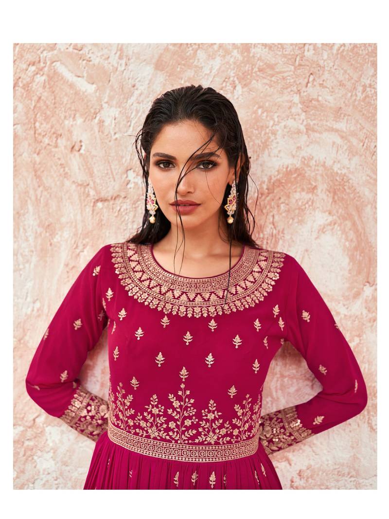 Beautiful And Ethnic Pink Sharara Suit In Georgette Fabric For Wedding ...