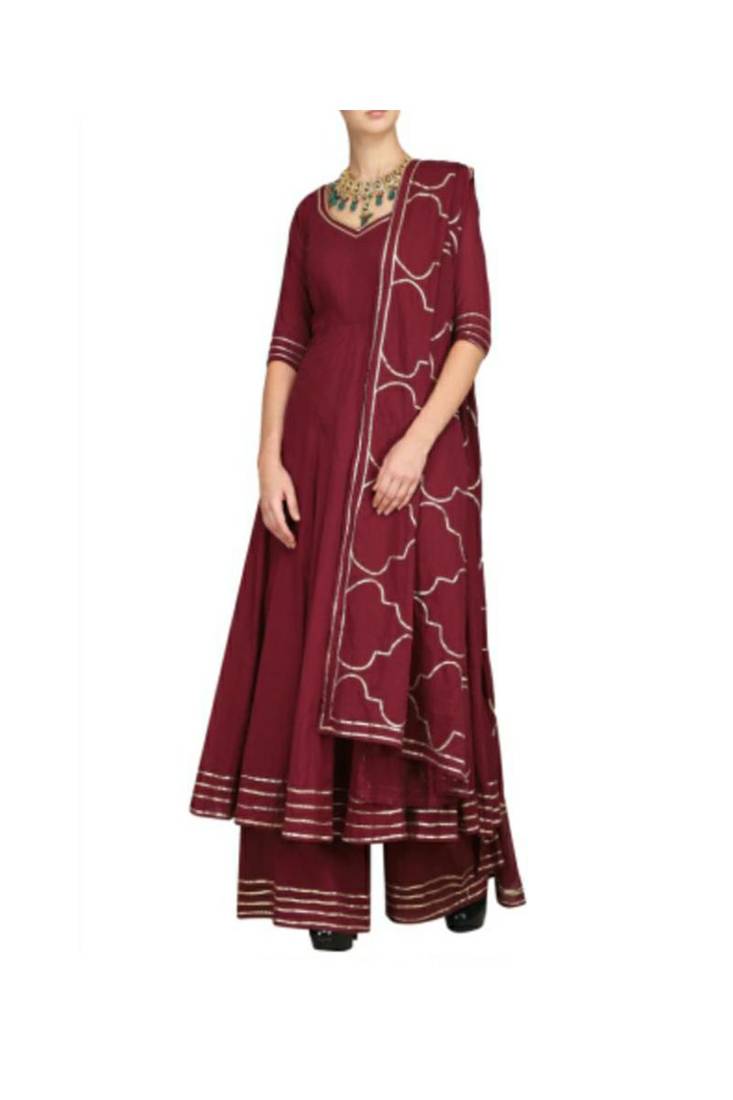 Maroon Anarkali Set - ESHA KOUL - 4031109