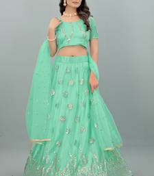 Light-green embroidered net semi stitched lehenga - Neel Art - 4032410