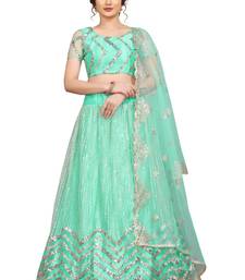 Light-green embroidered net semi stitched lehenga - Neel Art - 4032414