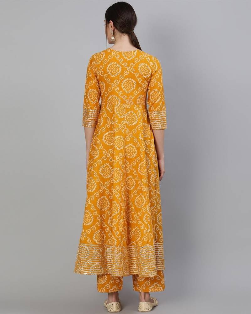 Shri Krishna Fabric Women's Rayon Bandhej Printed Embroidered Anarkali ...