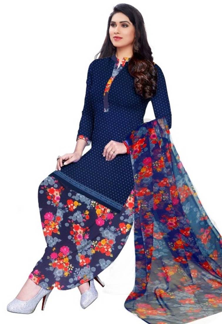 Dark-blue printed rayon salwar - TAANYA FASHIONS - 4037193