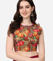 Pujia Mills Women's Georgett Fabrics Sleeveless Fancy Gold Saree Blouse ...