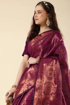 Brocade Silk Saree Blouse Online, Buy Brocade Sarees Designs India