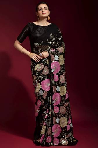 Black Saree: Black Designer Sarees Online