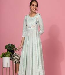 BAVARIA - PASTEL GREEN SEQUINED COTTON ANARKALI SET - BAVARIA - 4047905