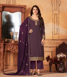 Purple embroidered georgette salwar - Monjolika - 4051094