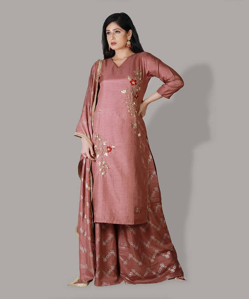 Moaf Hand Embroidered Kukurta And Palazo Set - MEGHNA SHAH - 4057053