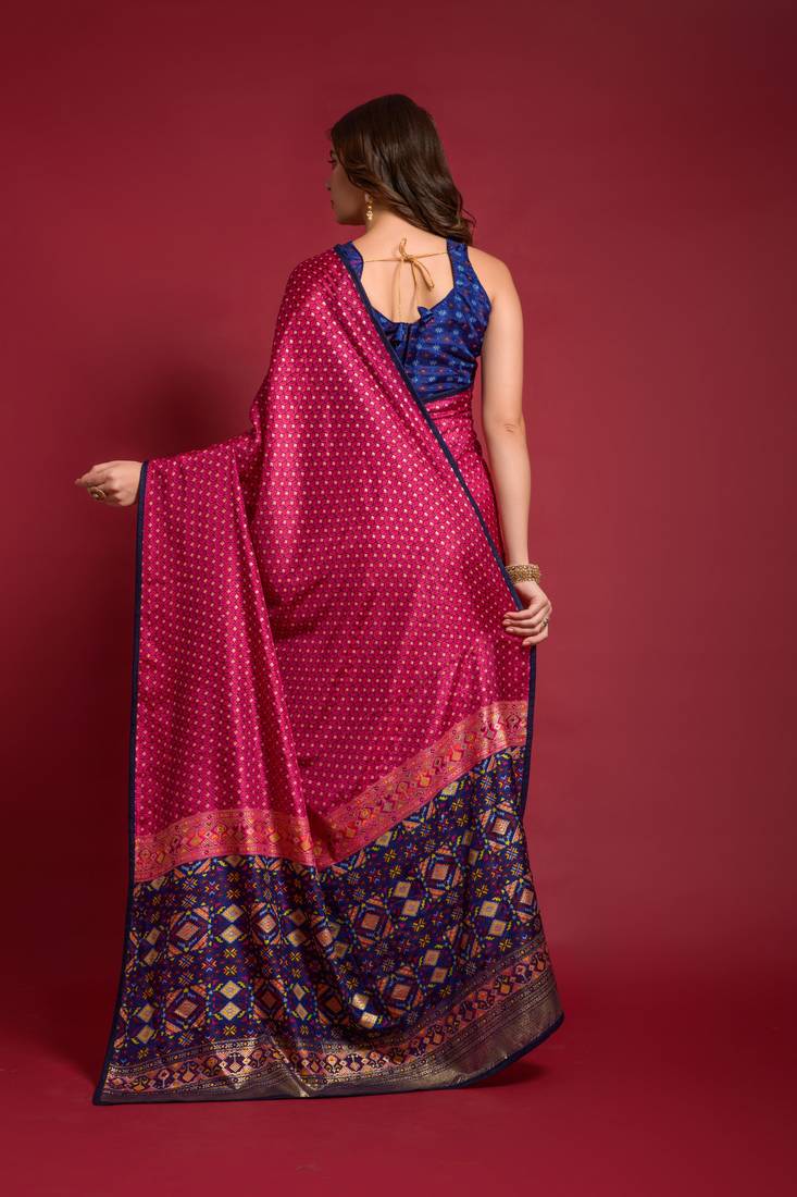 Adorable Designer Printed With Foil Printed Pink Colour Saree On Silk ...