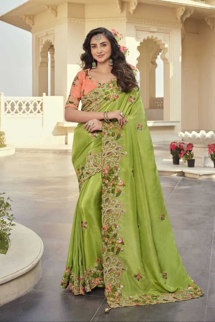 Charming Viscose with golden smoke Embroidered Designer Saree - YOMIKA ...