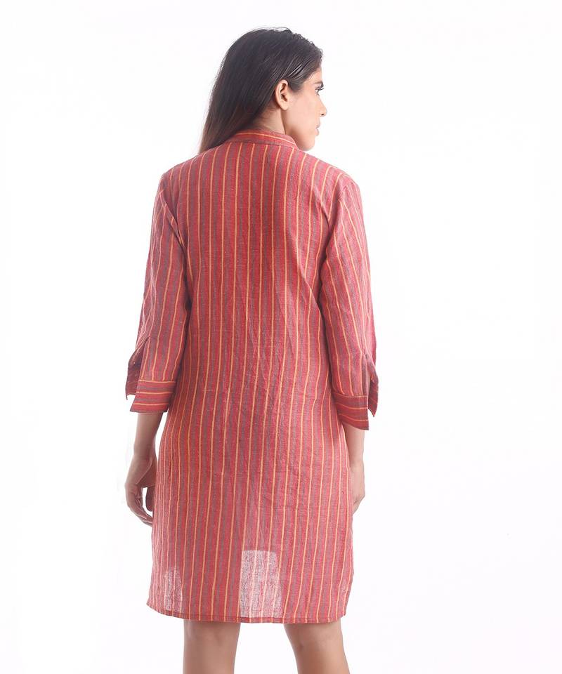 Women'S Sustainable Kala Cotton Indian Short Red Kurta - 3X9T - 4062591
