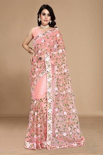 Latest 2024 Designer Net Sarees Collection - Mirraw