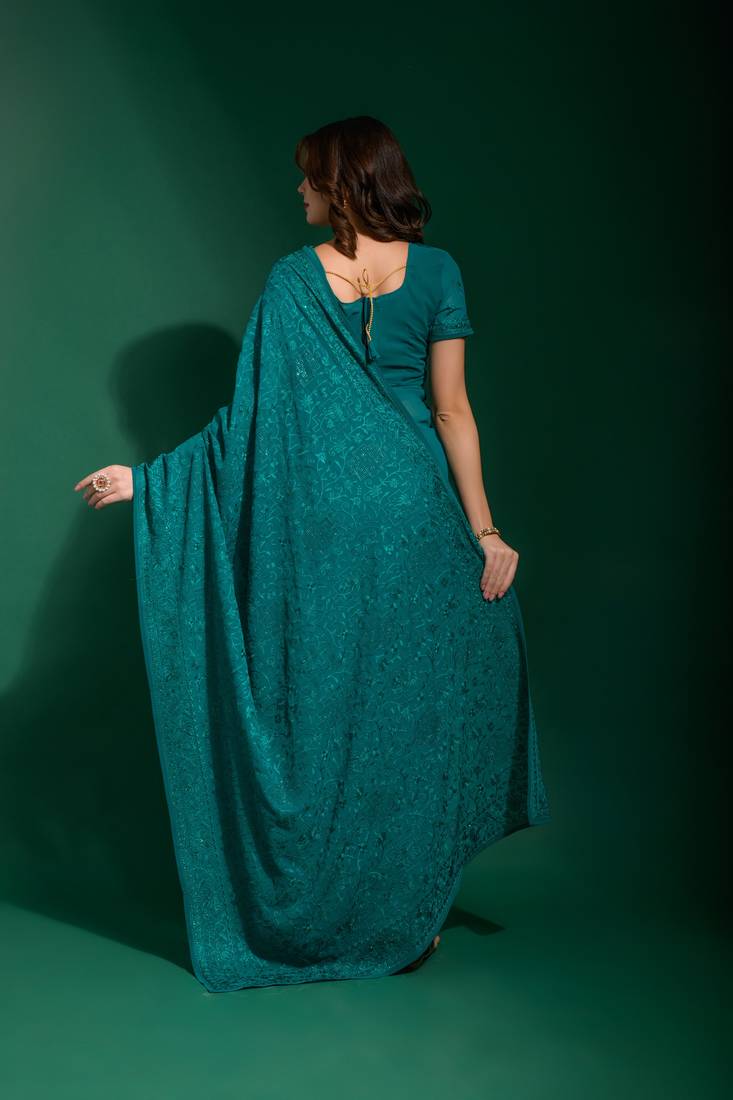 Heavy And Glamorous Rama Colour Party Wear Thread And Diamond Work ...