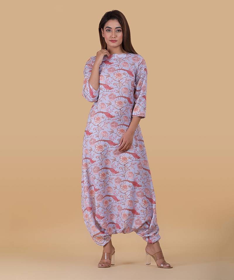 Heather Purple Dhoti Jumpsuit - PASHA INDIA - 4064313