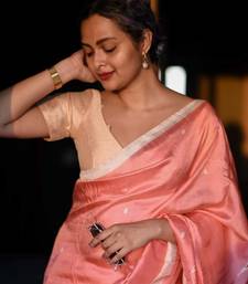 'Suta Women''S Peach Solid Viscose Blend Saree Blouse' - Suta - 4065750