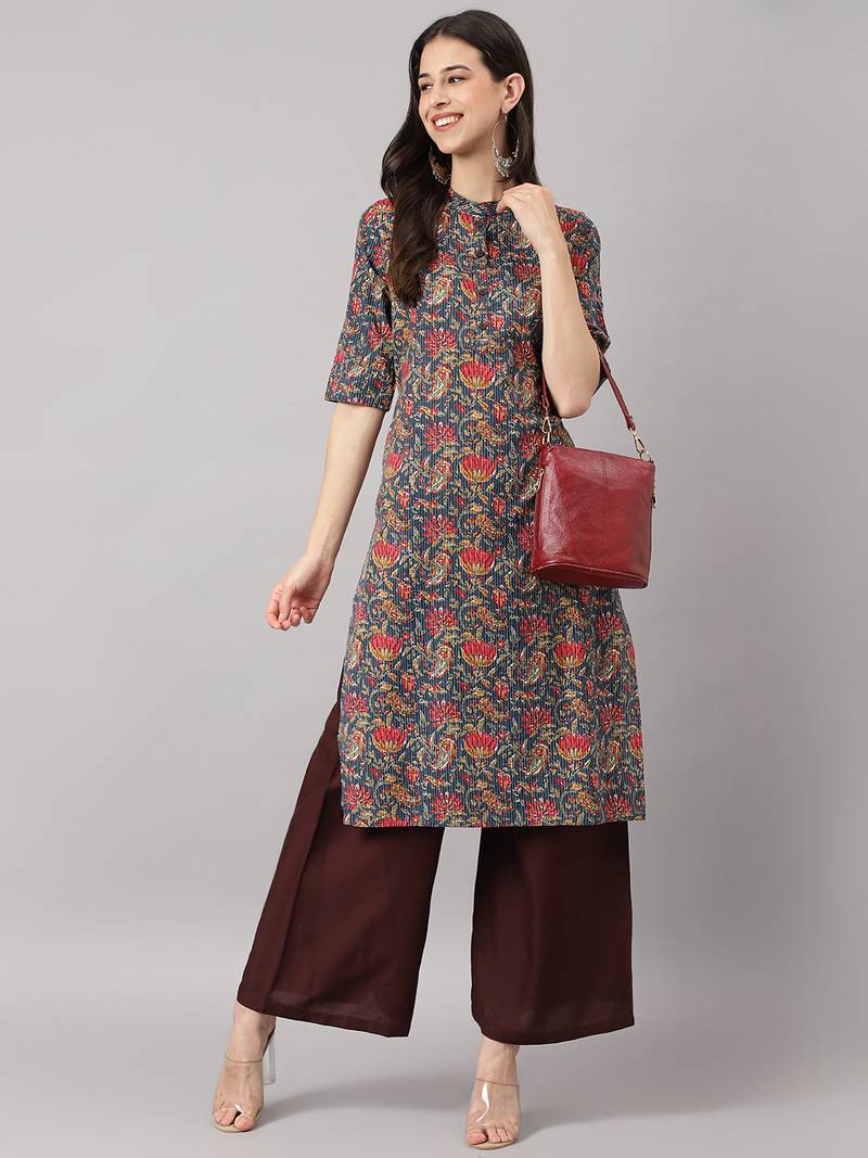 Blue printed cotton ethnic-kurtis - Divena - 4065855