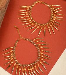 Statement Design Gold Plated Pearl Studded with Triangle Fringes ...