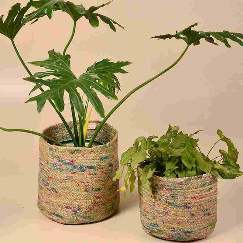AR ANTIQUE RUGS Jute Planter Pots/Storage Basket Multi-Purpose use for ...