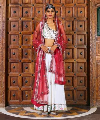 Buy White Foolan Devi Vanranee Lehenga Set Online for Women by SHREYASH ...