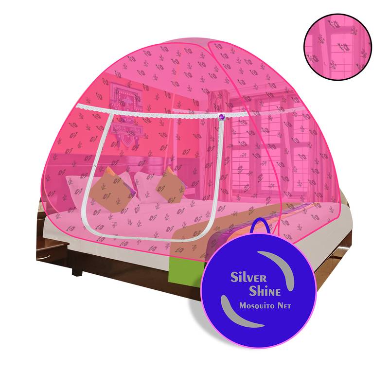 Polyester Pink Color Double Bed Foldable Flower Design Mosquito Net ...
